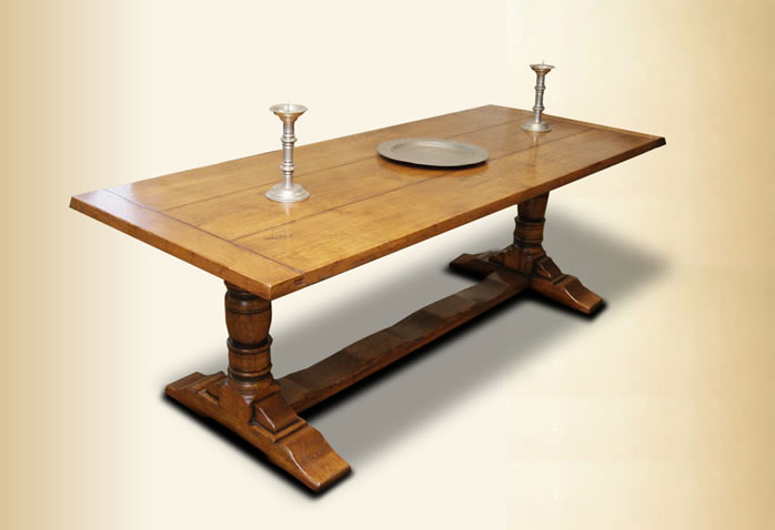 Antique Reproduction Refectory Dining Table with Baluster Legs
